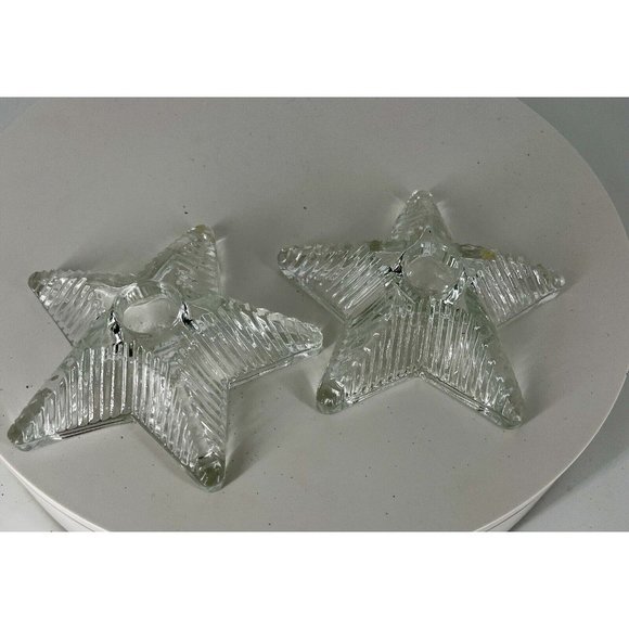 Unbranded | Dining | Candle Holders Star Shaped Vintage Ribbed Clear ...